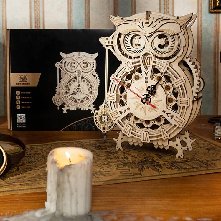 Wooden Owl Clock Kit — Plywood Build, Working Clock & Timer (Beige / L ...