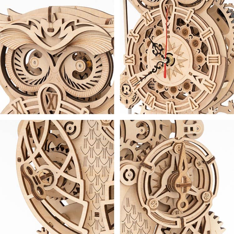 Wooden Owl Clock Kit — Plywood Build, Working Clock & Timer (Beige / L ...