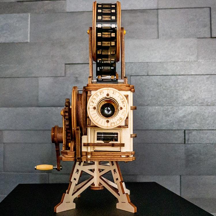 Vintage Vitascope Wooden Projector Kit — Natural Plywood Hand‑Crank ...